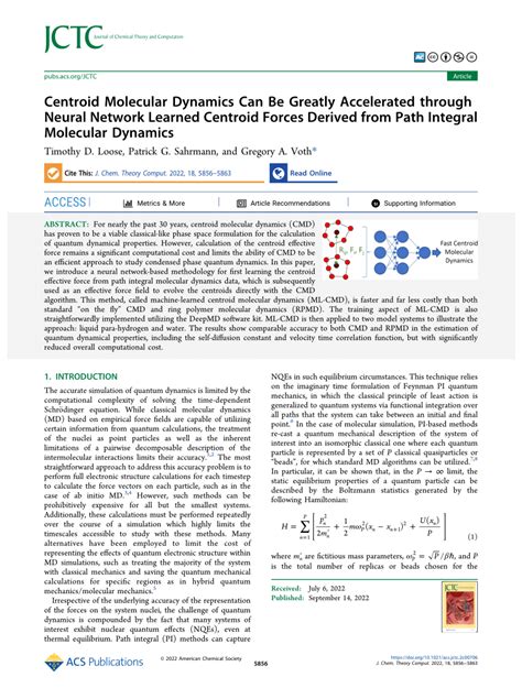 Pdf Centroid Molecular Dynamics Can Be Greatly Accelerated Through