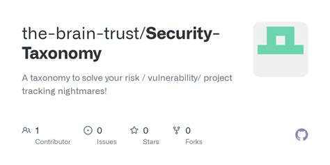 Github The Brain Trust Security Taxonomy A Taxonomy To Solve Your Risk Vulnerability