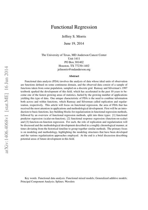 Pdf Functional Regression