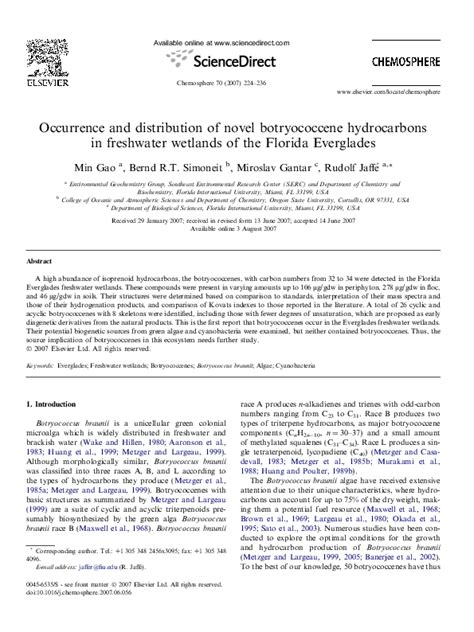 Pdf Occurrence And Distribution Of Novel Botryococcene Hydrocarbons