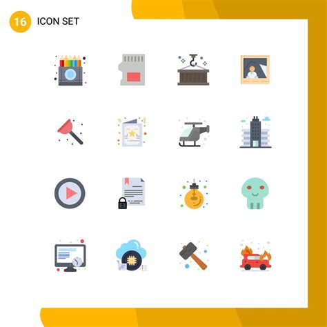 Pack Of 16 Creative Flat Colors Of Photo Image Data Picture Logistic Editable Pack Of Creative