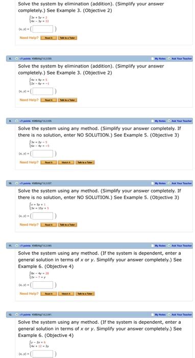 Solved Solve The System By Elimination Addition Simplify