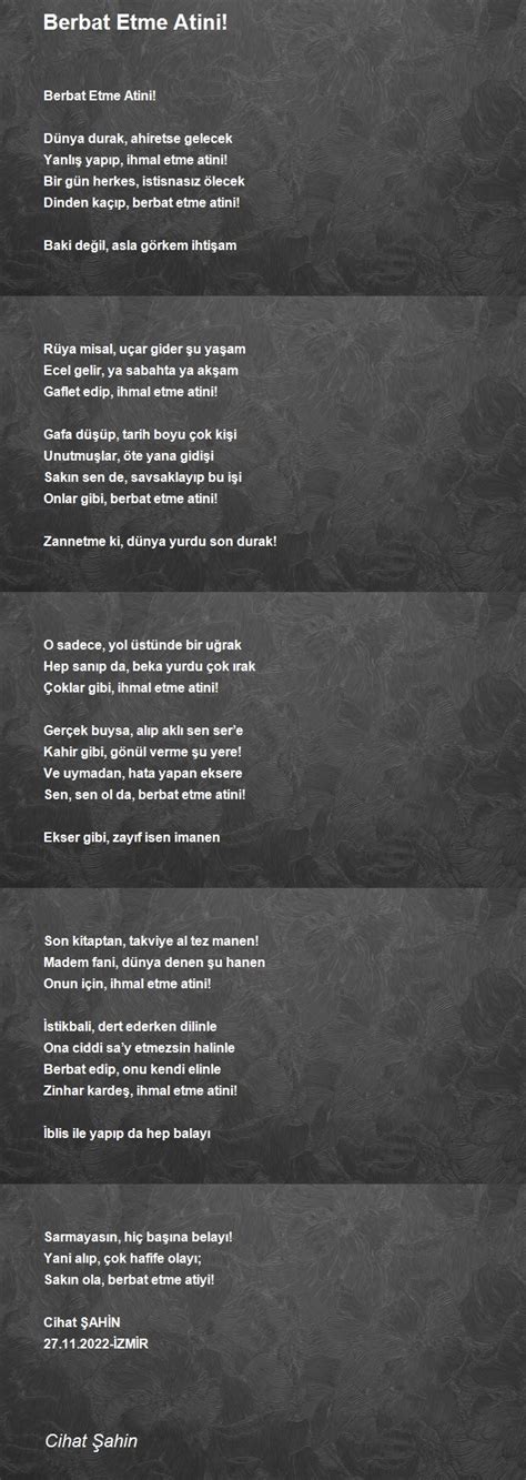 Berbat Etme Atini Şiiri Cihat Şahin
