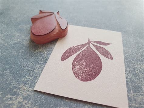 Plum Rubber Stamp For Recipe Journal Fruit T For Gardener Kitchen