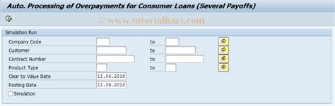 FZUA SAP Tcode Auto Process Unscheduled Repayment