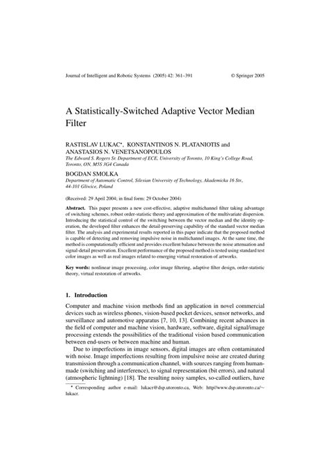 Pdf A Statistically Switched Adaptive Vector Median Filter
