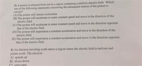 Solved A Proton Is Released From Rest In A Region Containing Chegg Com