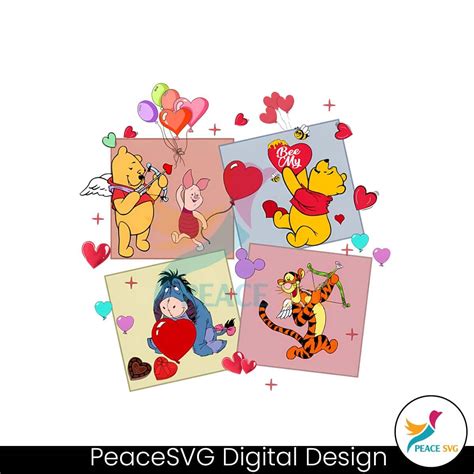 Cute Winnie The Pooh Friends Valentine Png Clipart Peace Svg
