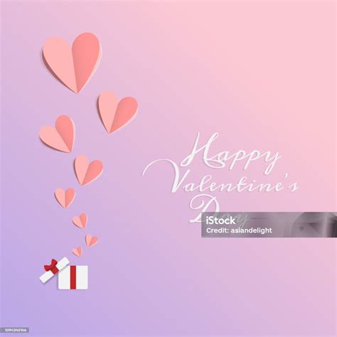 사랑과 행복 한 발렌타인의 벡터입니다 종이 접기 디자인 요소까지 하늘 마음 부동 오픈 선물 상자를 만든 종이 잘라 종이 예술과 디지털 공예 스타일 3차원 형태에 대한 스톡