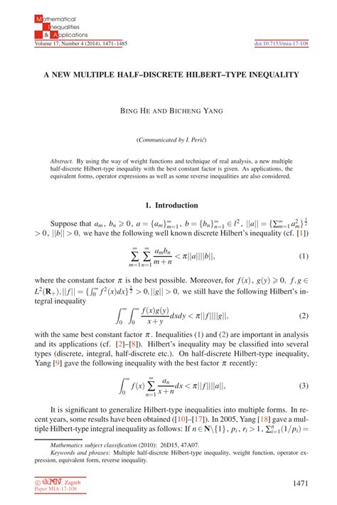 Pdf A New Multiple Half Discrete Hilbert Type Inequality