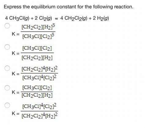 Solved Express The Equilibrium Constant For The Following