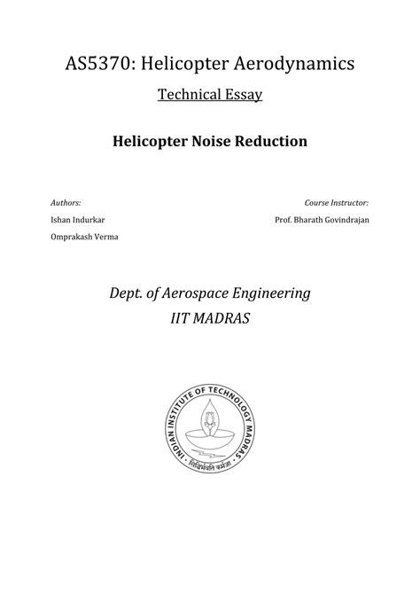 PDF A Brief Exploration Of Helicopter Noise Reduction