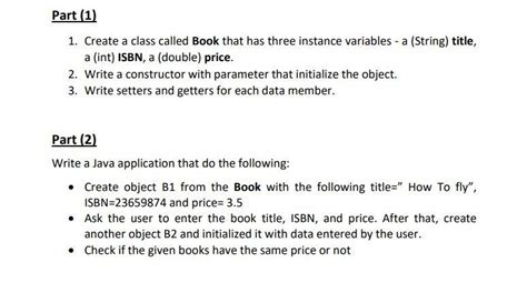 Solved Part 1 1 Create A Class Called Book That Has Three