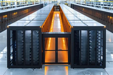 Hightech Data Center Interior With Modern Server Racks For It Infrastructure And Cloud Computing