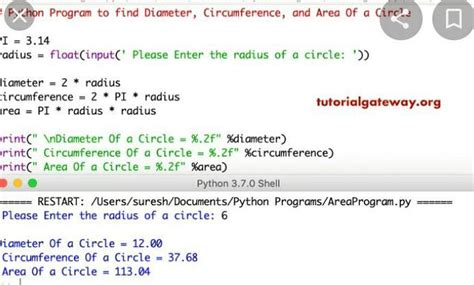 Area Of A Circle Formula In Python