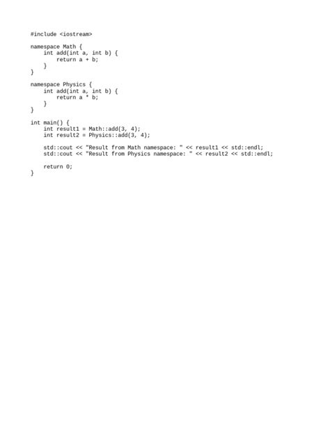 Namespace Example Pdf