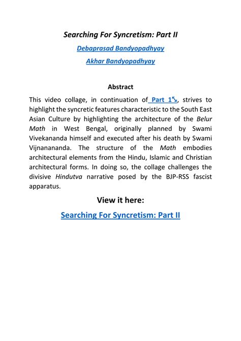 Pdf Searching For Syncretism Part Ii