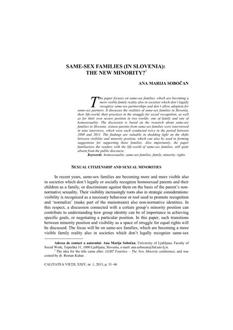 Pdf Same Sex Families In Slovenia The New Minority