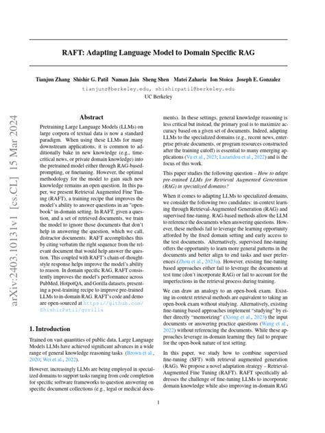 Raft Adapting Language Model To Domain Specific Rag Vu Et Al 2023 Lazaridou Et Al 2022 Pdf