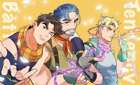 Joseph Joestar Joseph Joestar Caesar Anthonio Zeppeli Jonathan Joestar And Hermit Purple
