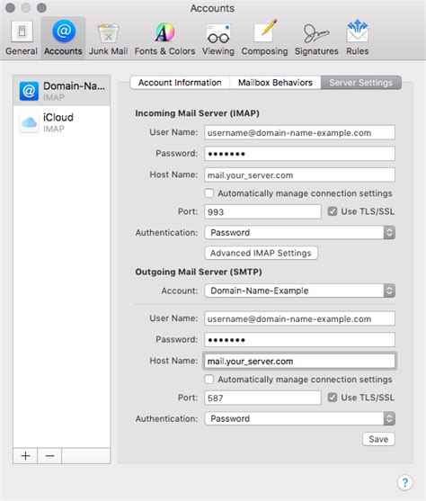 Apple Mail For Mac Os X 10 15 Imap And Smtp Over Ssl Online Manual Icdsoft