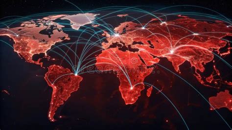 Global Network Connections Illuminated Earth Map Showing