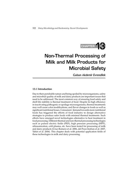 Pdf Non Thermal Processing Of Milk And Milk Products For Microbial Safety