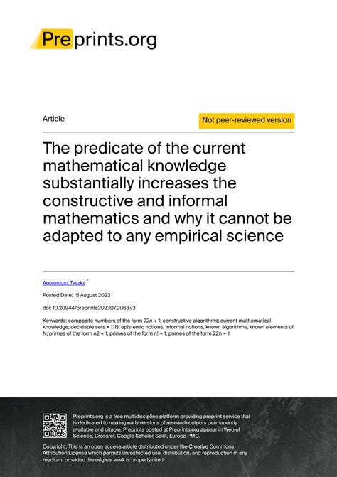 Pdf The Predicate Of The Current Mathematical Knowledge Substantially