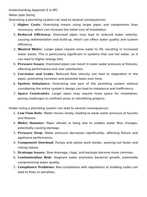 Ipc Appendix E Water Pipe Sizing Guide Pdf Plumbing Flow Measurement