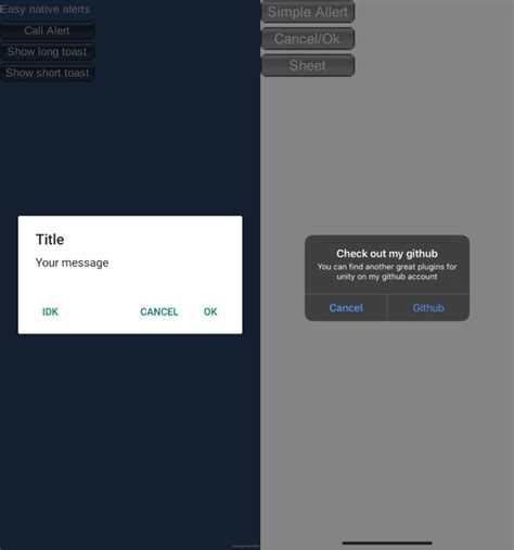 Unity Native Alerts For Both Mobile Platforms Links In Comments R