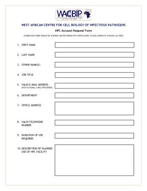 Fillable Online HPC Account Request Form Fax Email Print PdfFiller