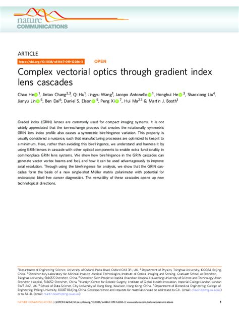 Pdf Complex Vectorial Optics Through Gradient Index Lens Cascades