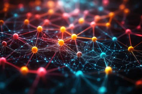 Abstract Illustration Of Interconnected Network Colorful Spheres Connected By Lines Shows