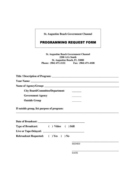 Fillable Online Programming Programming Request Form Request Form City Of St Fax Email