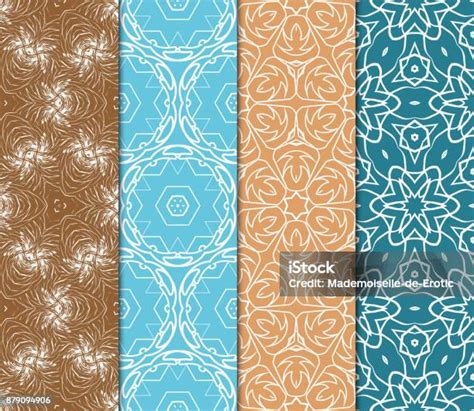 낙서 라인 완벽 한 패턴의 집합입니다 꽃 스타일입니다 벡터 일러스트 레이 션 귀여운에 대한 스톡 벡터 아트 및 기타 이미지