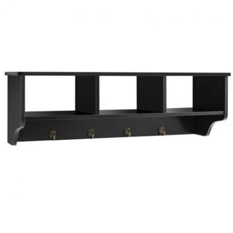 Hivvago Wall Mount Cubby Organizer Hooks Entryway Storage Shelf Black 1 Kroger