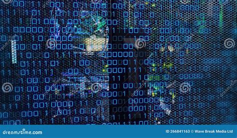image of binary code and data over servers stock illustration illustration of server concept