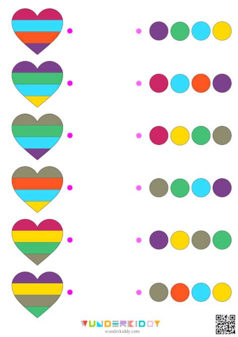 Робочі аркуші на підбір за кольором «Сердечка роздрукувати