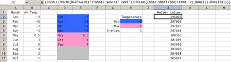 excel formula to sort months using helper column stack overflow