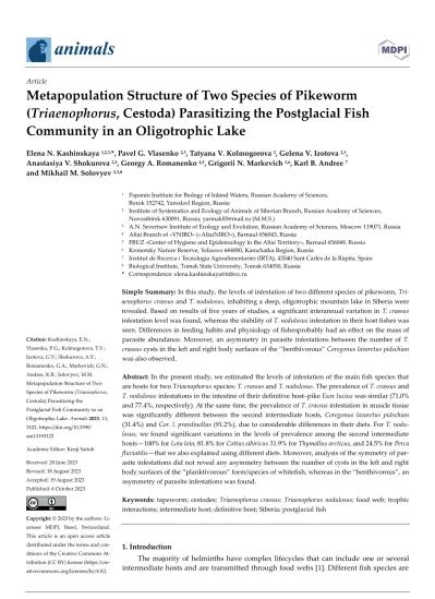 Metapopulation Structure Of Two Species Of Pikeworm Triaenophorus Cestoda Parasitizing The