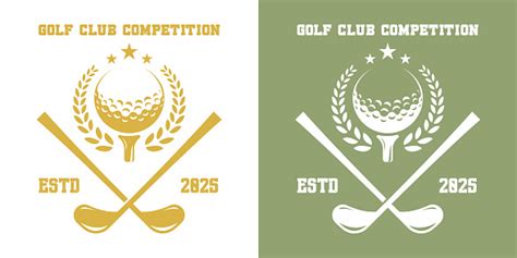 골프 클럽 엠블럼 로고 아이콘 그림입니다 간단한 미니멀 빈티지 오래 된 클래식 디자인 상징 공 리본 잎 스탬프 벽지 Championship에 대한 스톡 벡터 아트 및 기타