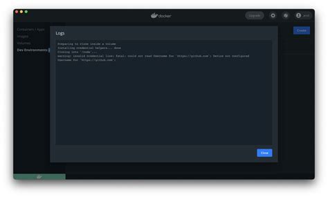 Can T Create Dev Environment With Private Github Repository Issue Docker Dev