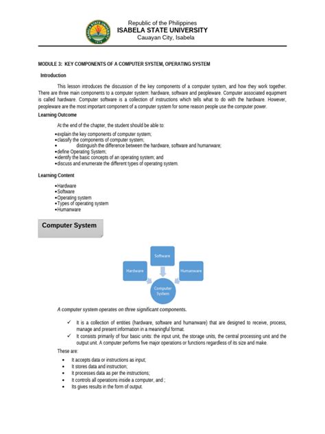 3 Key Components Of Computer System Pdf Computer Data Storage Operating System