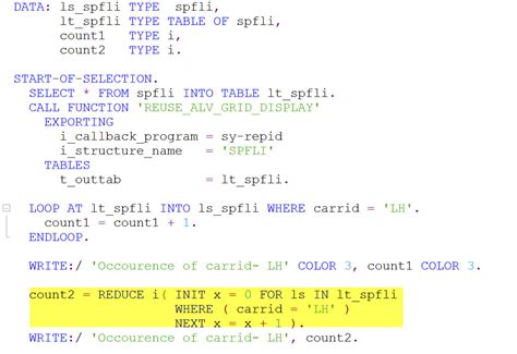 Reduce Operator In Abap Use1 Sapcodes
