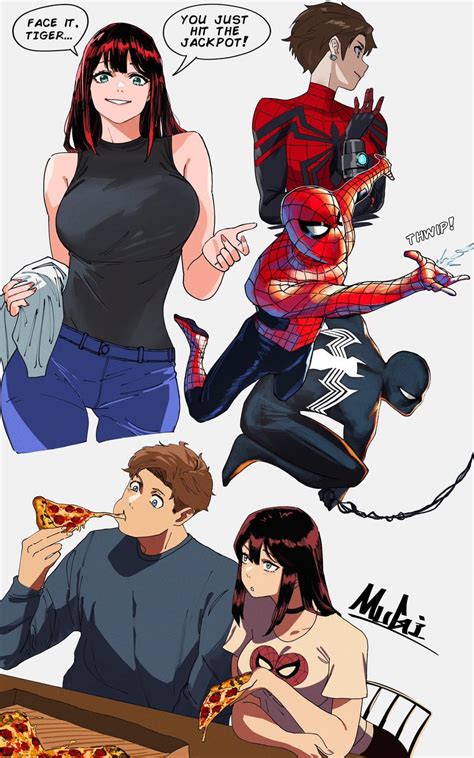 Venom Peter Parker Mary Jane Watson And Mayday Parker Marvel And More Drawn By Mugi
