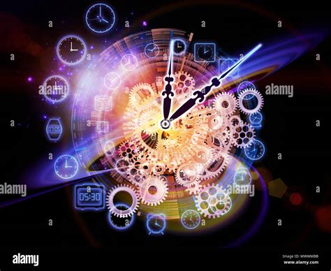 Composition Of Gears Clock Elements And Abstract Design Elements As A