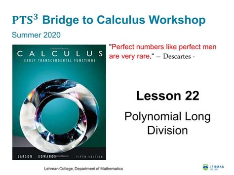 Lesson 22 Polynomial Long Division Ppt