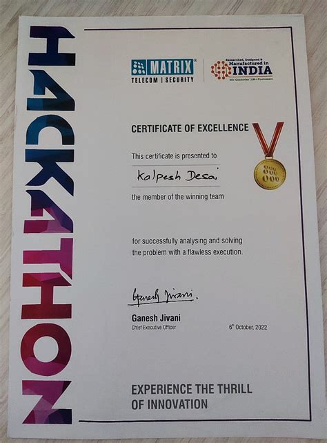 Kalpeshkumar Desai On Linkedin Winner Of Matrix Hackathon Event