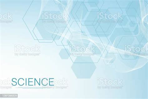 분자 구조 배경 Dna 분자와 과학 템플릿 벽지 또는 배너 육각형 파도 흐름으로 분자 배경을 아스트랙 벡터 그림입니다 Dna에 대한 스톡 벡터 아트 및 기타 이미지 Istock