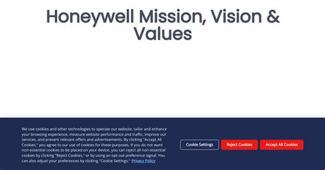 Honeywell Mission Vision And Values Comparably